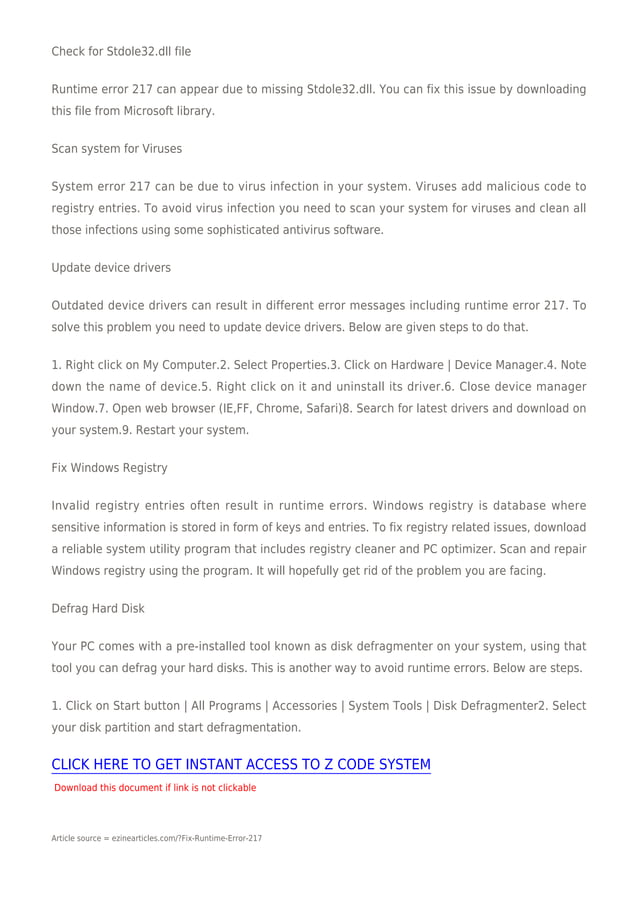 Fix runtime error 217 | PDF