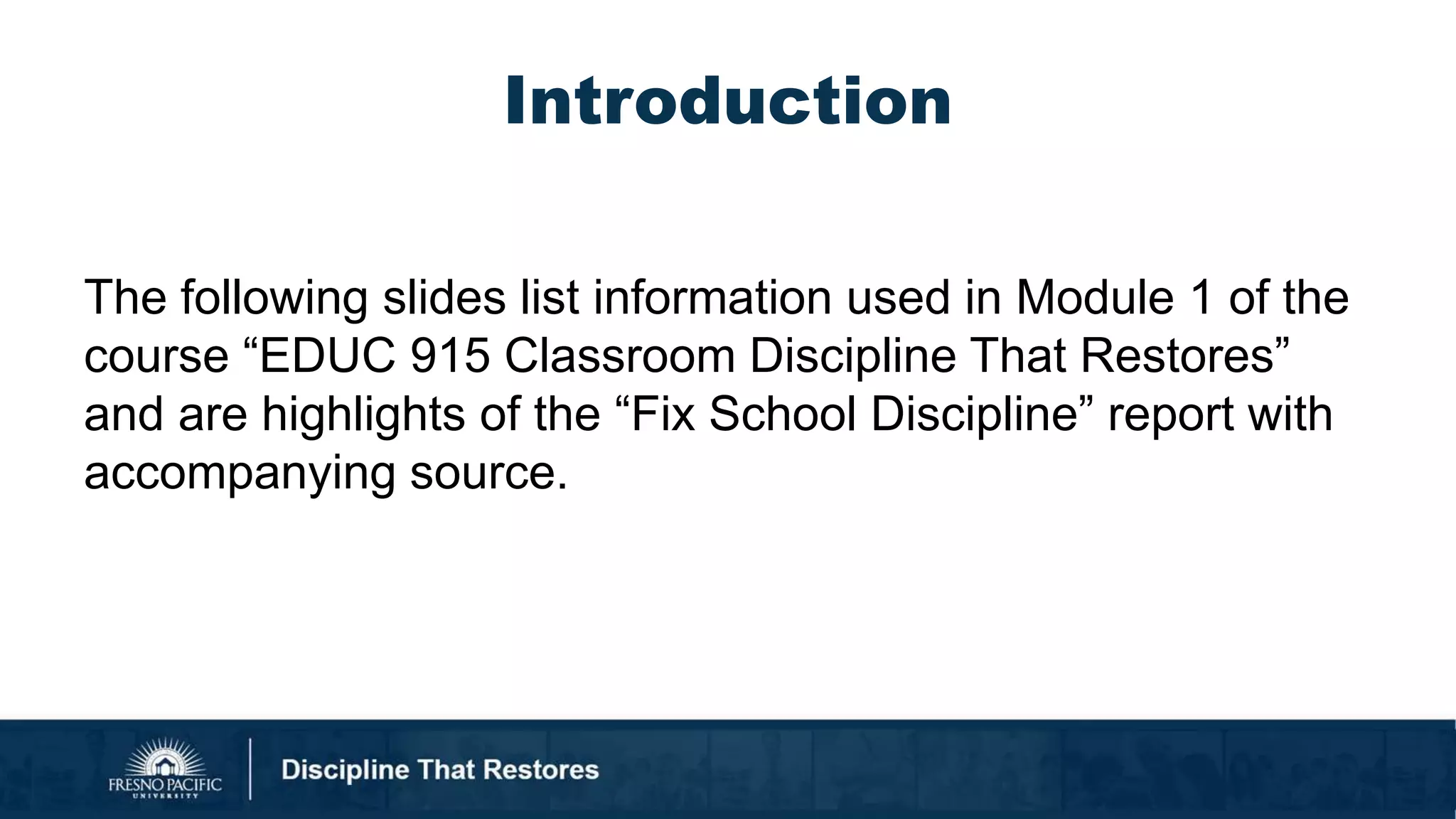 "Fix School Discipline" | PPT
