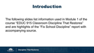"Fix School Discipline" | PPT