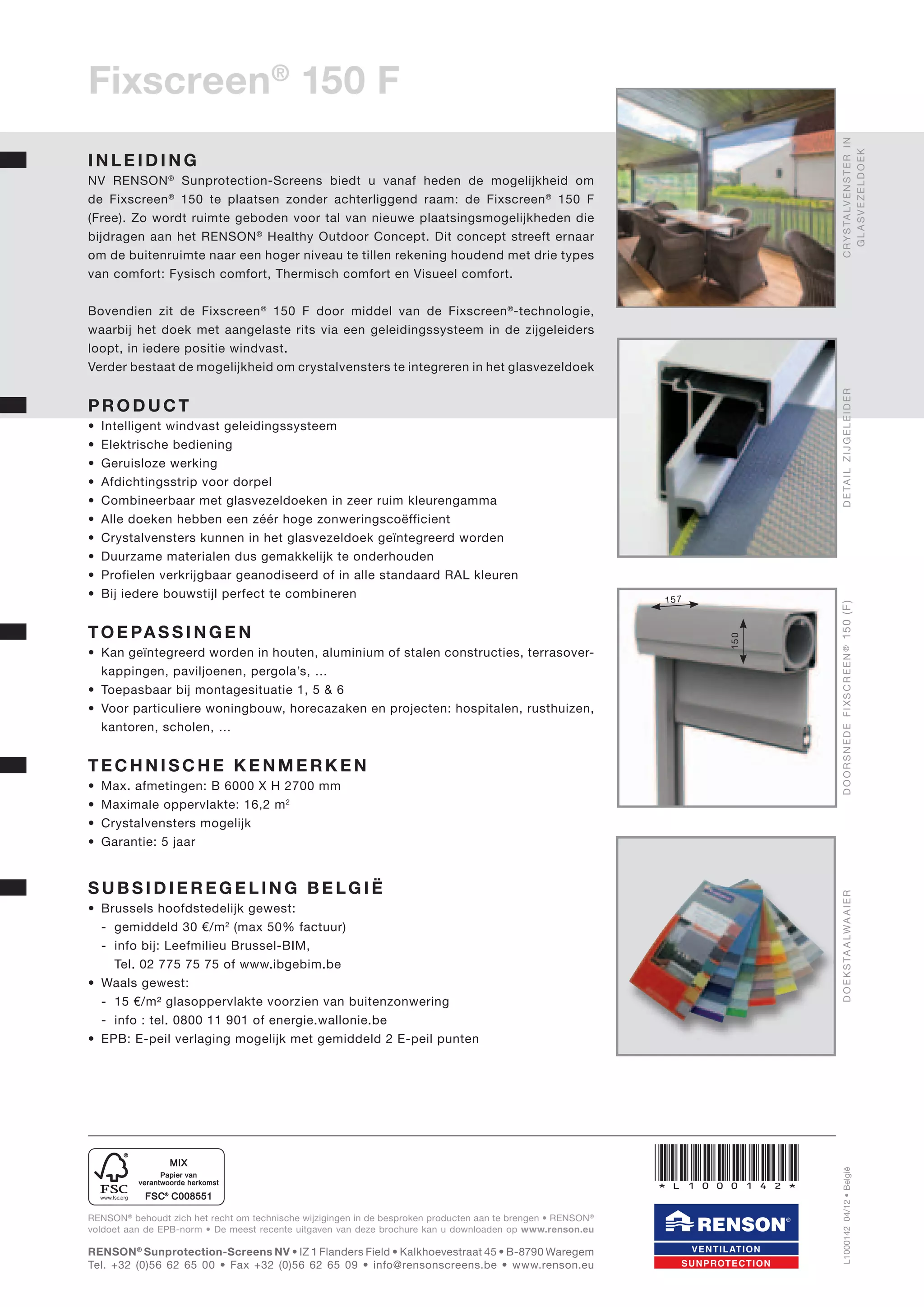 Renson - Fixscreen 150 f | PDF