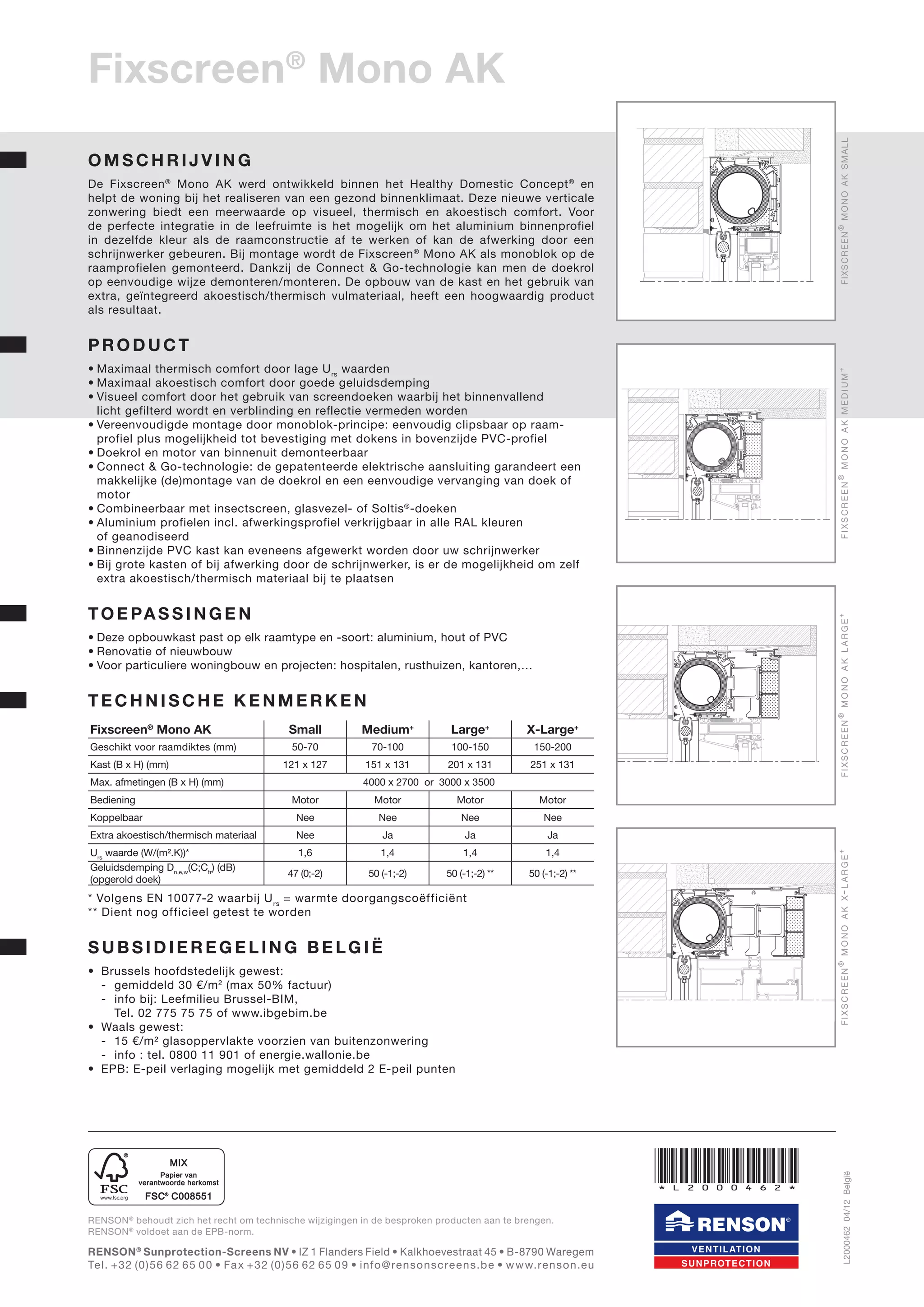 Renson - Fixscreen mono ak | PDF