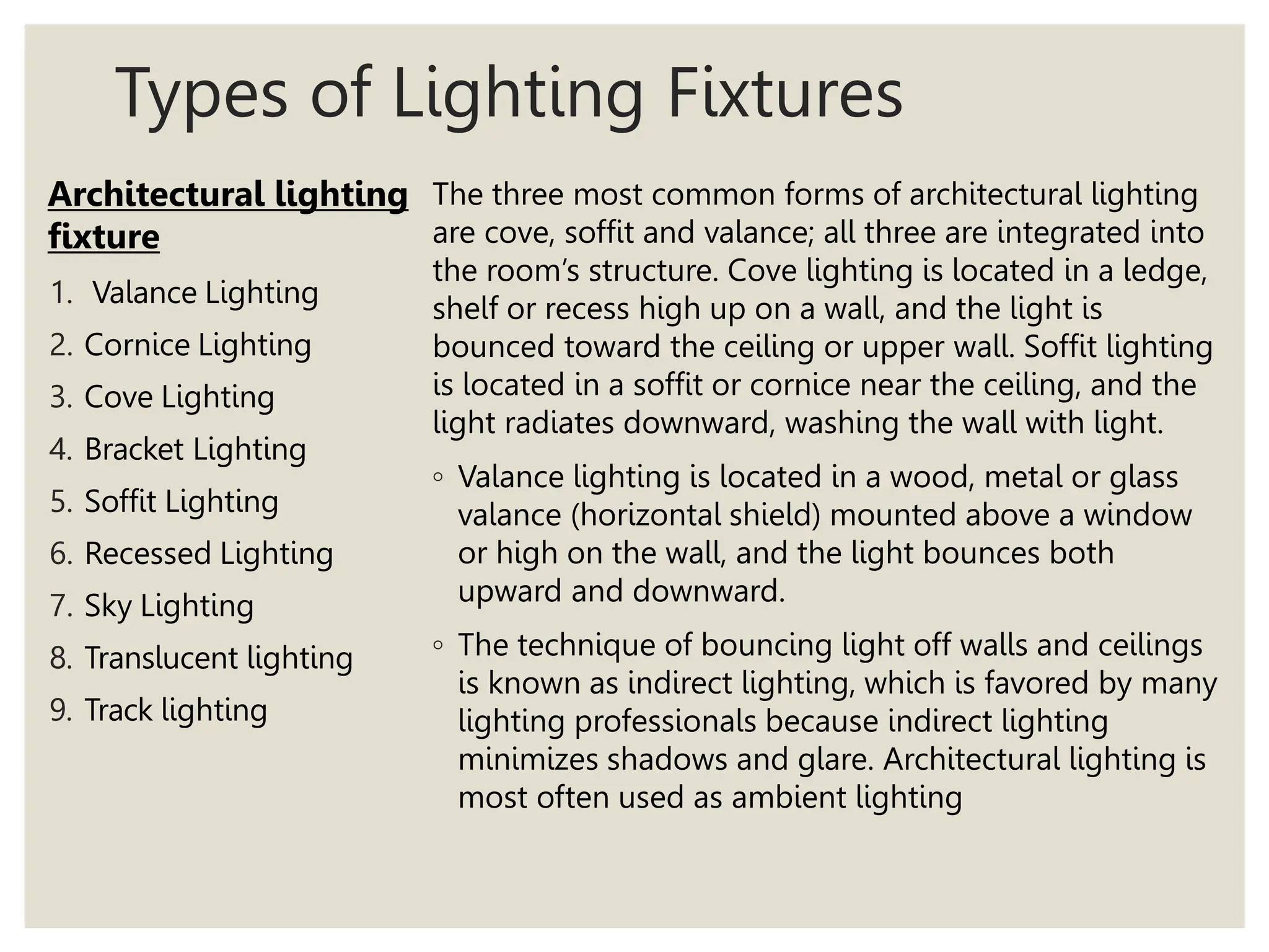 FIXTURE LIGHTS . power point presentation | PPTX
