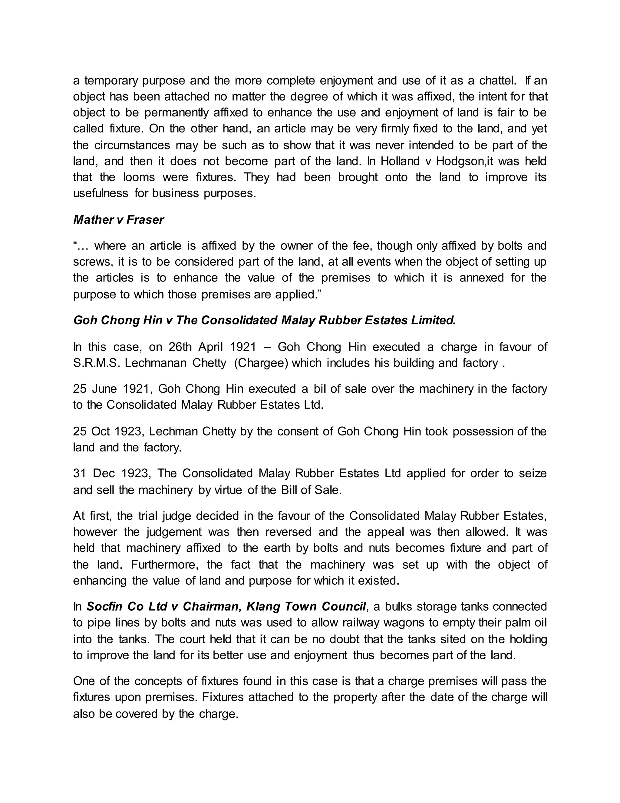 Fixtures in land law | DOCX