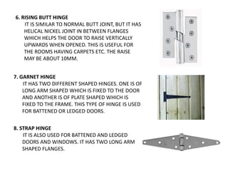 Fixtures and fastenings in doors and windows | PPTX