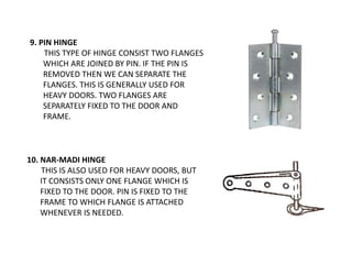 Fixtures and fastenings in doors and windows | PPTX