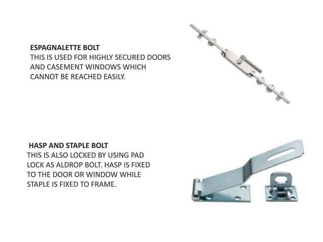 Fixtures and fastenings in doors and windows | PPTX | Interior ...