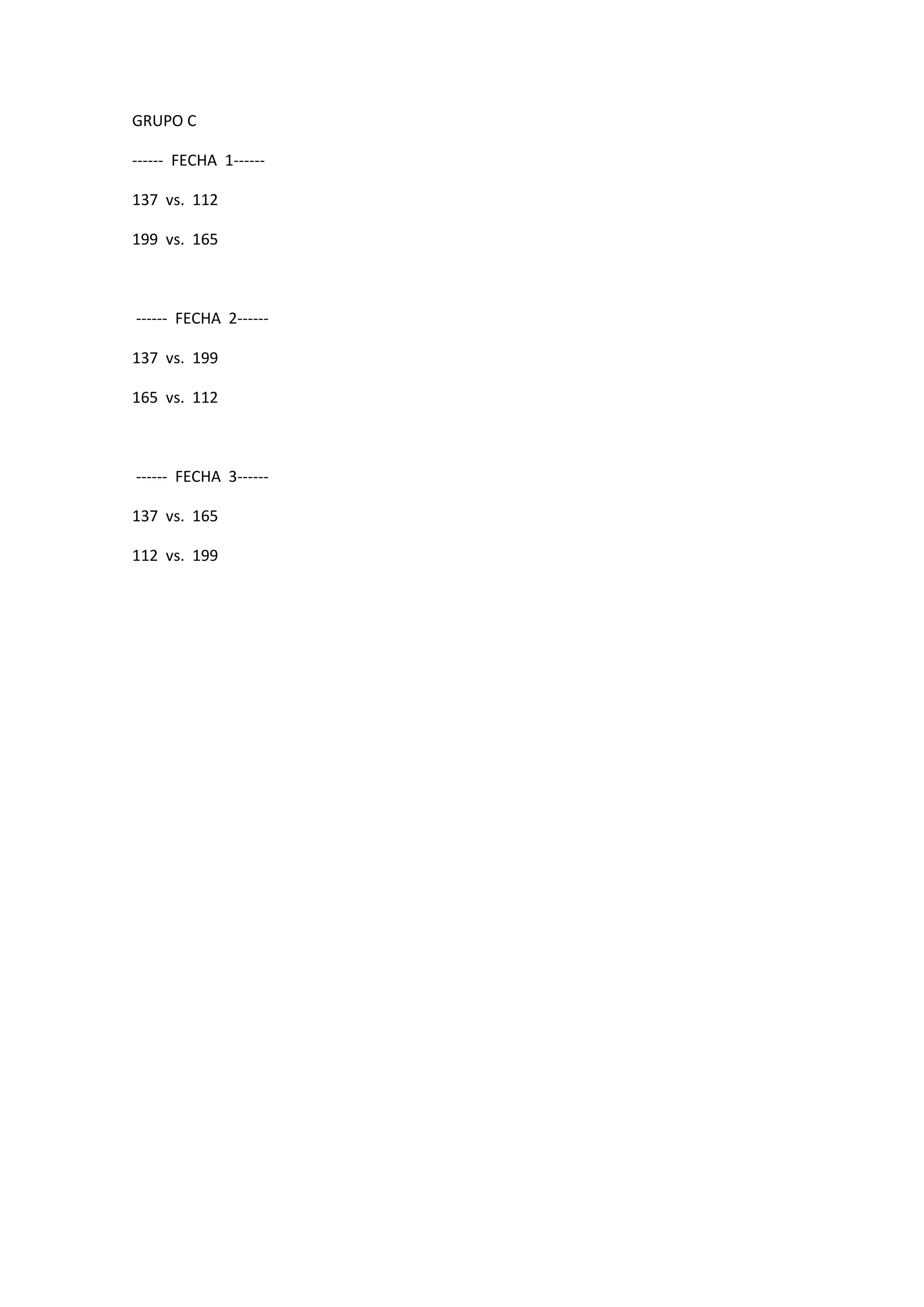 Fixture todos contra todos | PDF