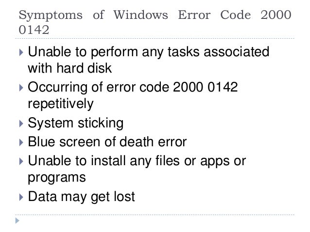 Fix windows error code 2000 0142