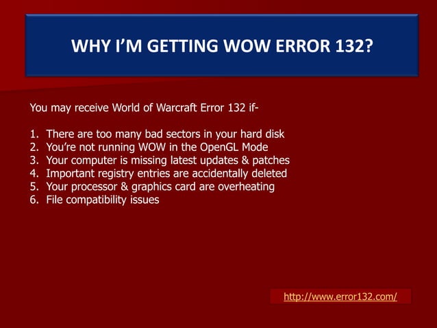 Fix WOW Error 132 | PPT