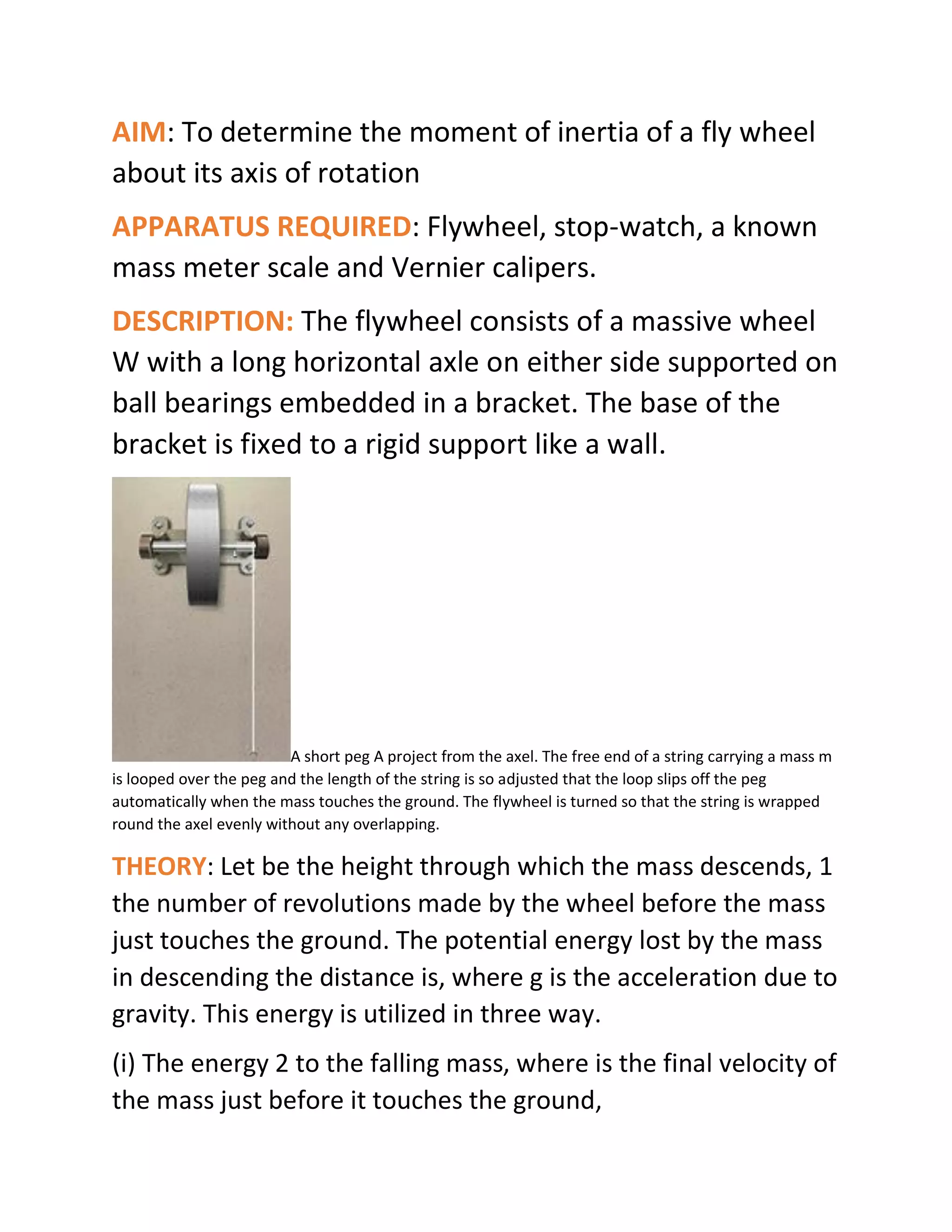 THE MOMENTS OF INERTIA OF A FLYWHEEL | PDF