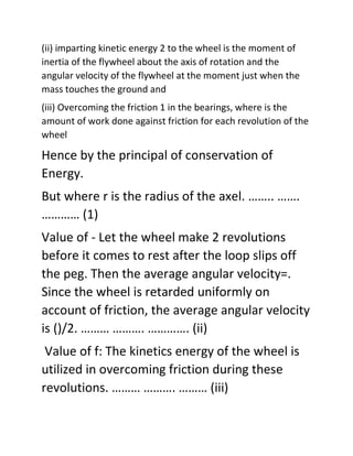 THE MOMENTS OF INERTIA OF A FLYWHEEL | PDF
