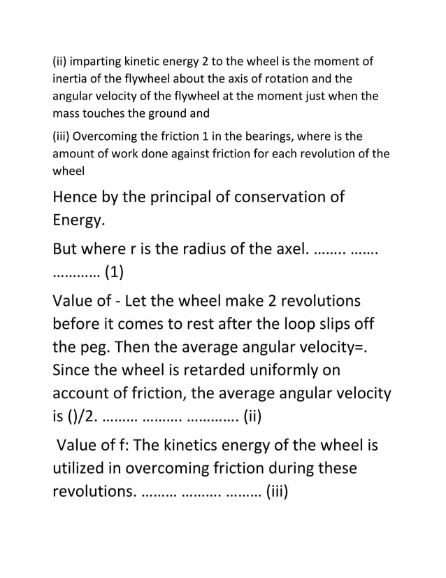 THE MOMENTS OF INERTIA OF A FLYWHEEL | PDF | Physics | Science