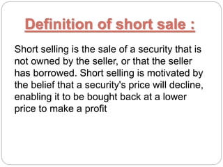 Short Selling | PPTX
