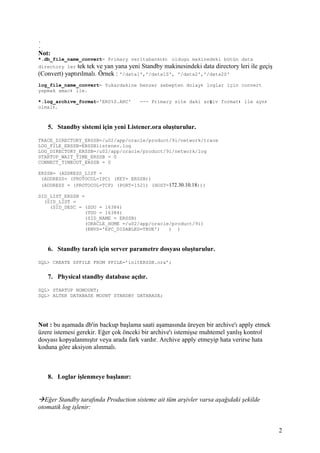 Fiziksel Standby Database Kurulum | PDF