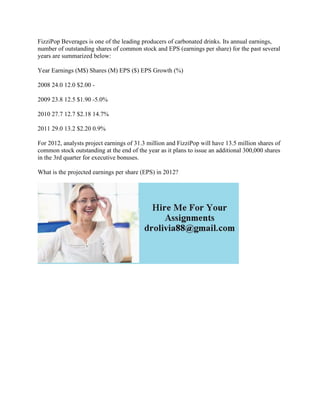 FizziPop Beverages is one of the leading producers of carbonated drink.pdf