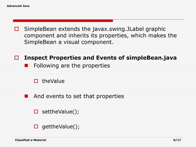 Java Beans | PPTX | Programming Languages | Computing