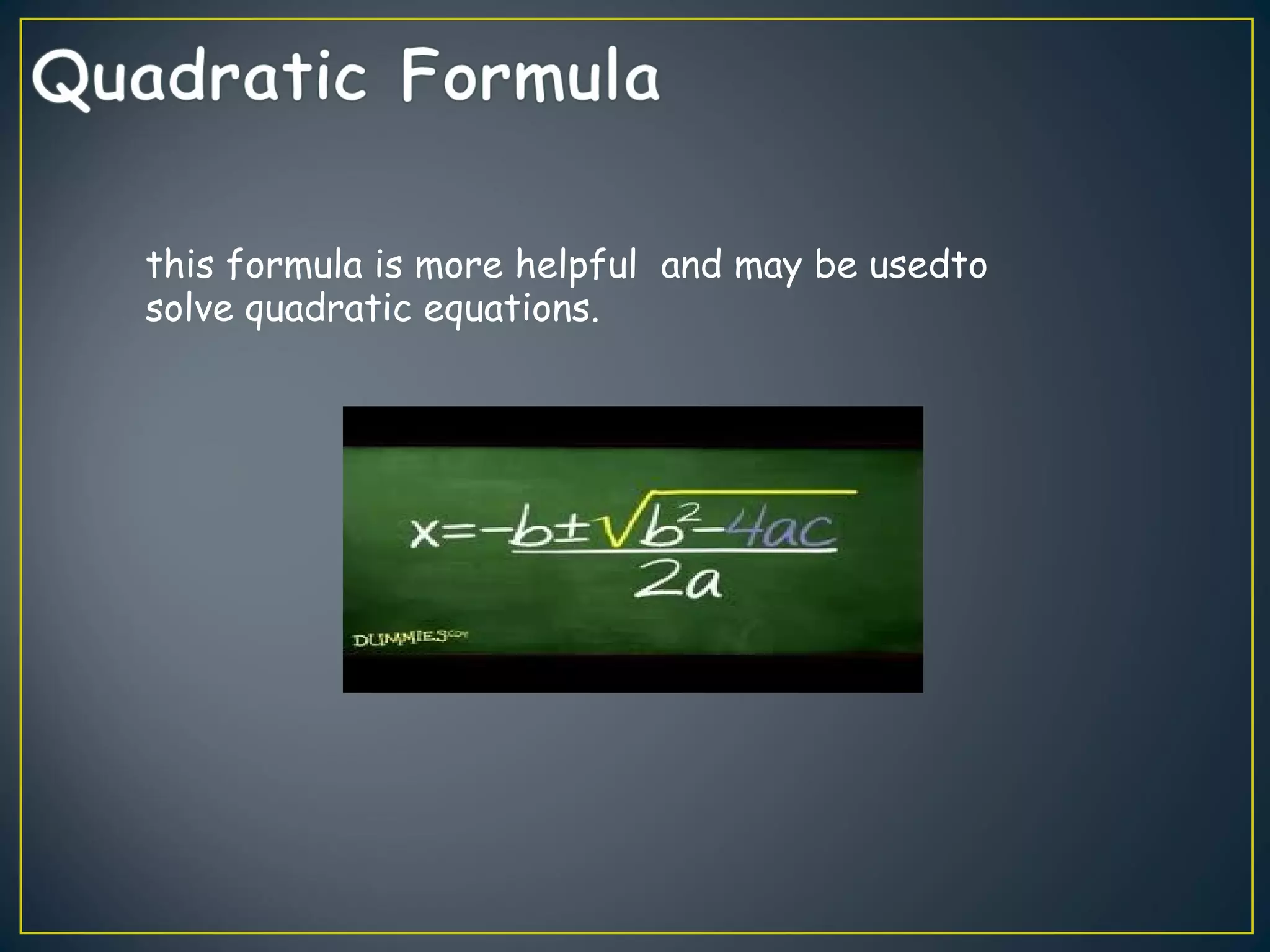 Quadratic equations presentation | PPT