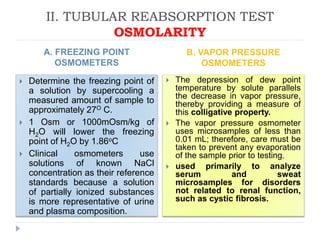 Renal function tests and intro to urinalysis | PPTX