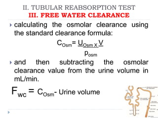 Renal function tests and intro to urinalysis | PPTX