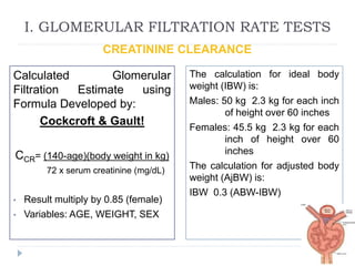 Renal function tests and intro to urinalysis | PPTX