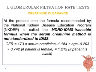Renal function tests and intro to urinalysis | PPTX