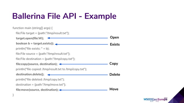 [WSO2Con EU 2017] File Processing and Websockets with Ballerina | PPT