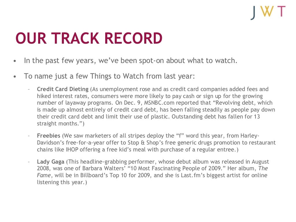OUR TRACK RECORD • In