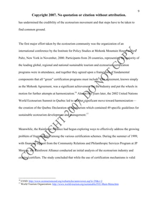 Ecotourism industry and the sustainable tourism eco certification ...