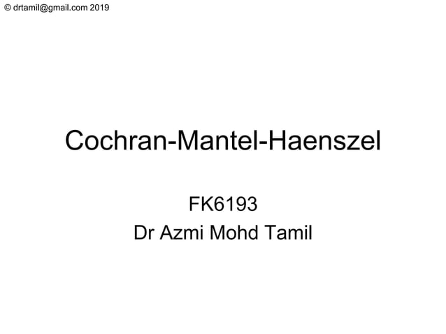 Cochran-Mantel-Haenszel Test with Breslow-Day & Tarone Correction | PDF