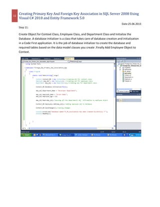 Code First Approach Of Creating Primary Key And Foreign Key Association In SQL Server 2008 Using ...