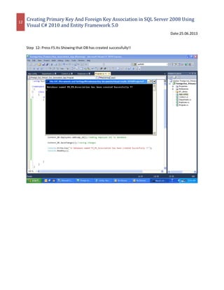 Code First Approach Of Creating Primary Key And Foreign Key Association In SQL Server 2008 Using ...