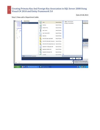 Code First Approach Of Creating Primary Key And Foreign Key Association In SQL Server 2008 Using ...