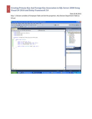 Code First Approach Of Creating Primary Key And Foreign Key Association In SQL Server 2008 Using ...