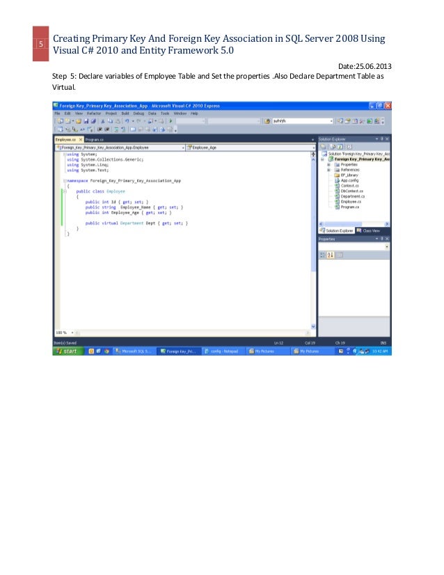 Code First Approach Of Creating Primary Key And Foreign
