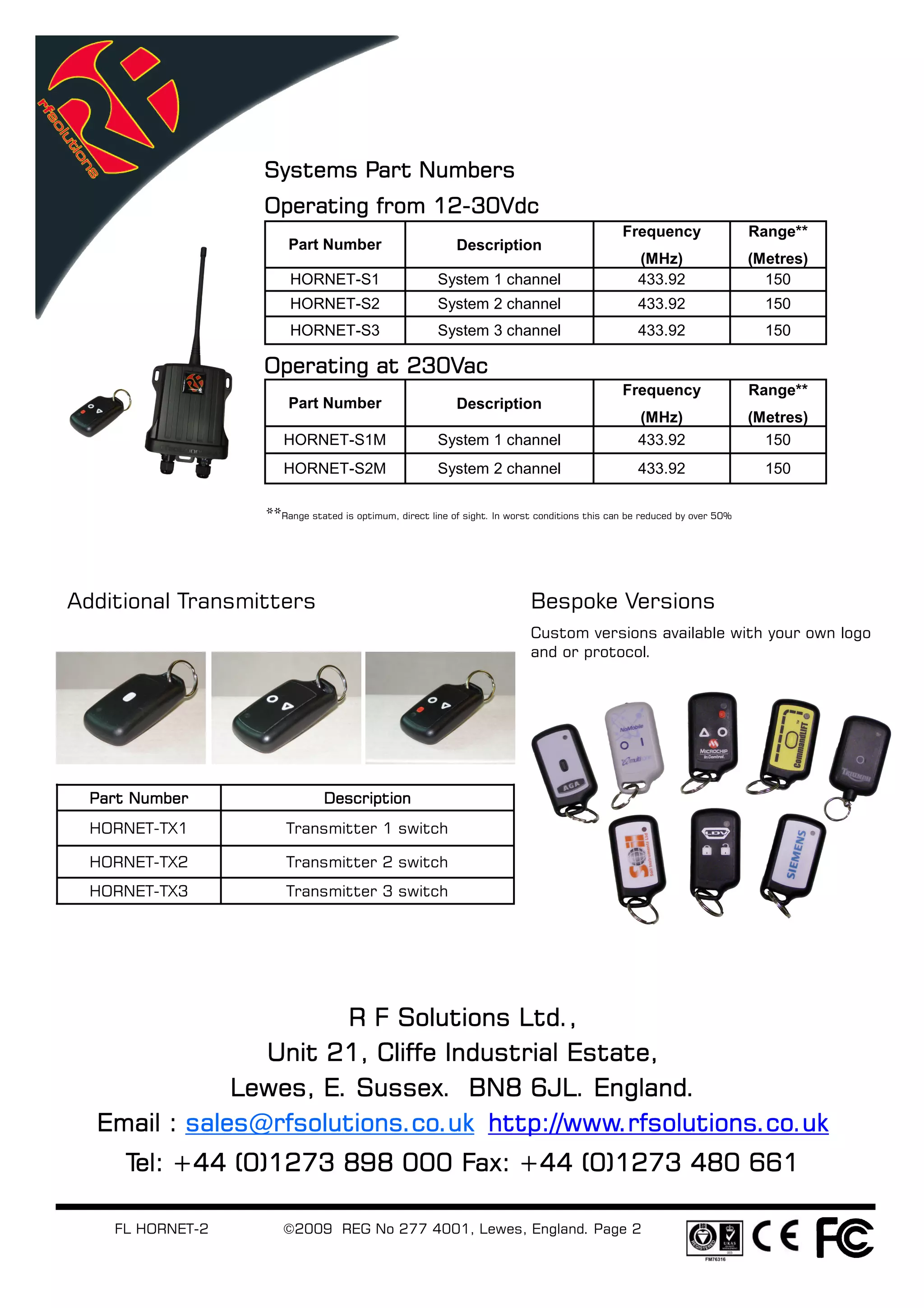 RF Solutions Hornet Remote Control System | PDF