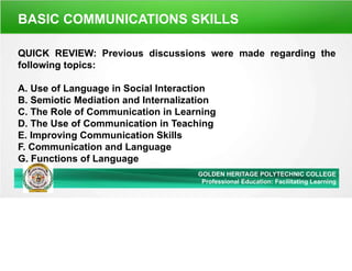 Basic Communication Skills: Making Teacher / School Communication Effective for Learners and ...