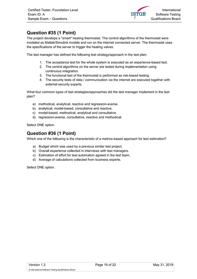 ISTQB Foundation Level Mock Exam 2 | PDF