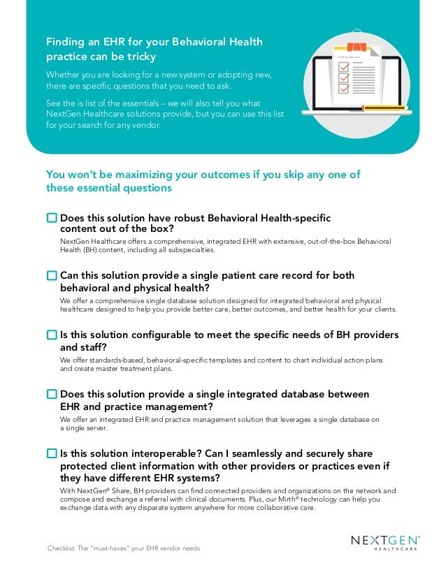 The Must Haves for Your EHR Vendor - Checklist