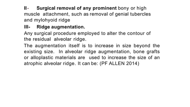 MANAGEMENT OF SEVERELY RESORBED RIDGES | PPTX