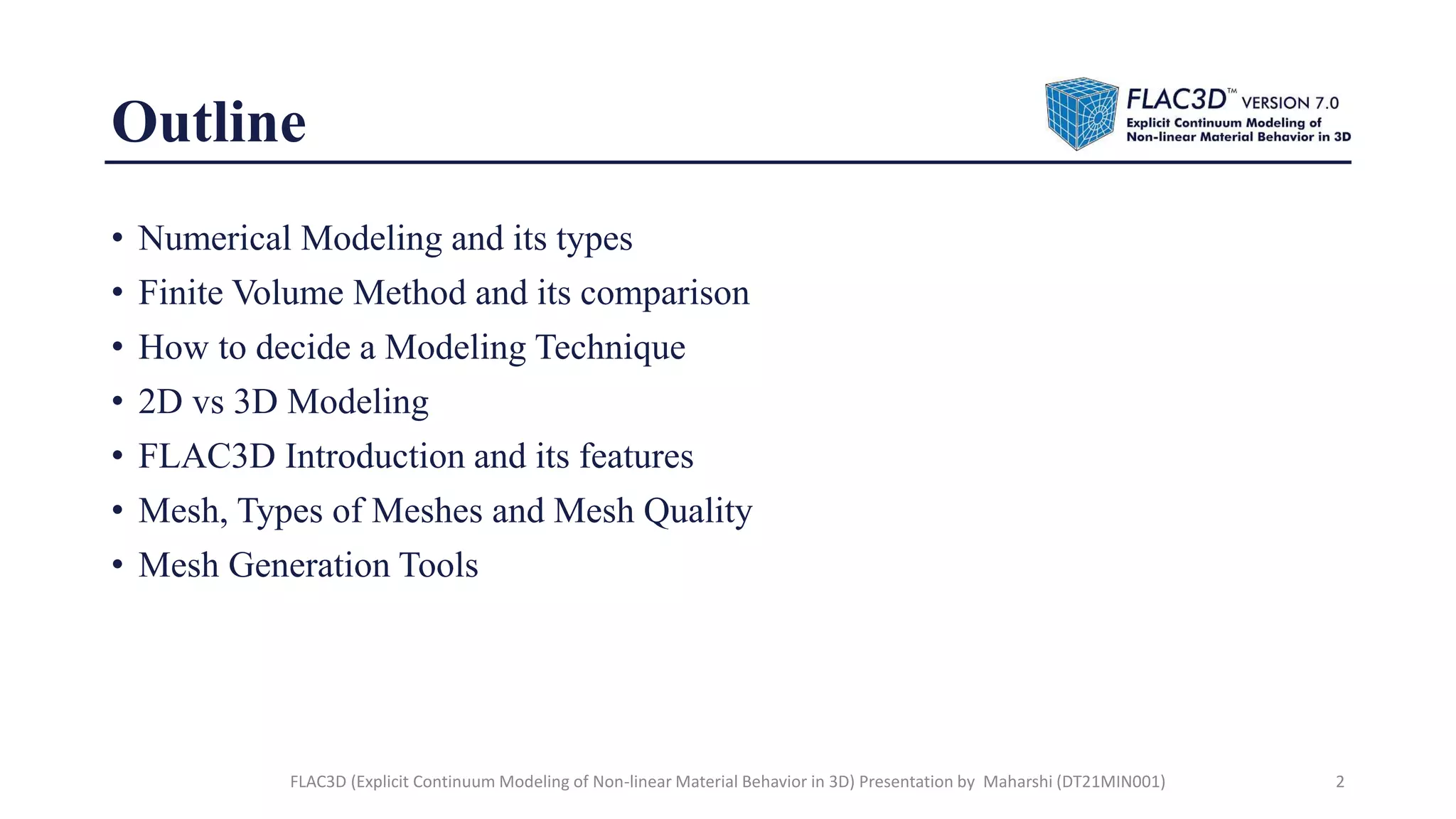 Numerical Modeling And Flac3d Introductionpptx 3 D Graphics Computer Software And Applications