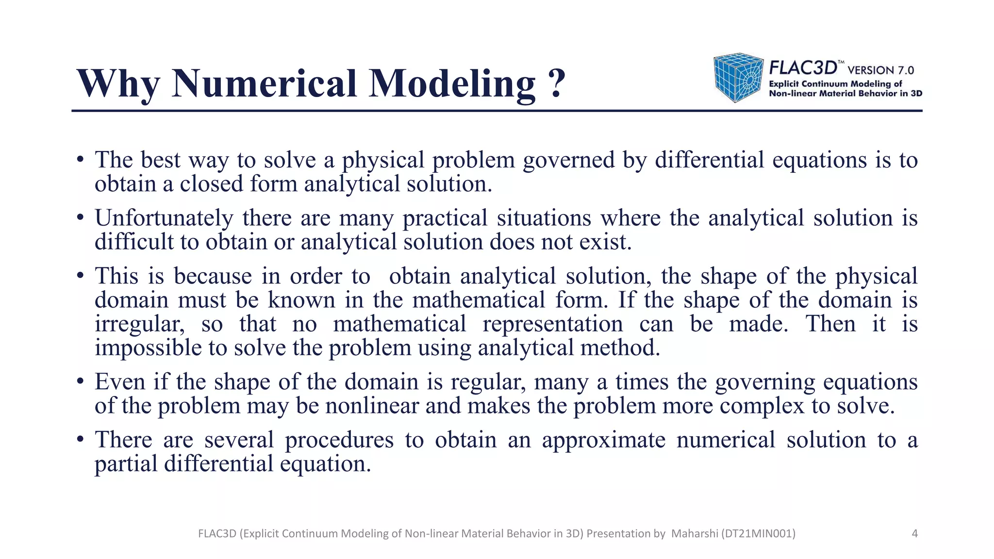 Numerical Modeling And Flac3d Introductionpptx 3 D Graphics Computer Software And Applications
