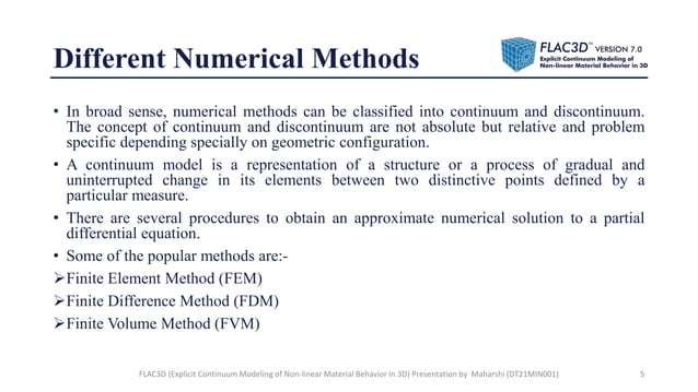 Numerical Modeling And Flac3d Introductionpptx 3 D Graphics Computer Software And Applications