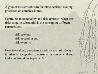 Knowledge complex Systems, decisions, uncertaintly risk | PPT