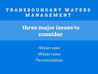 Transboundary waters and water conflicts - current perspectives for the ...
