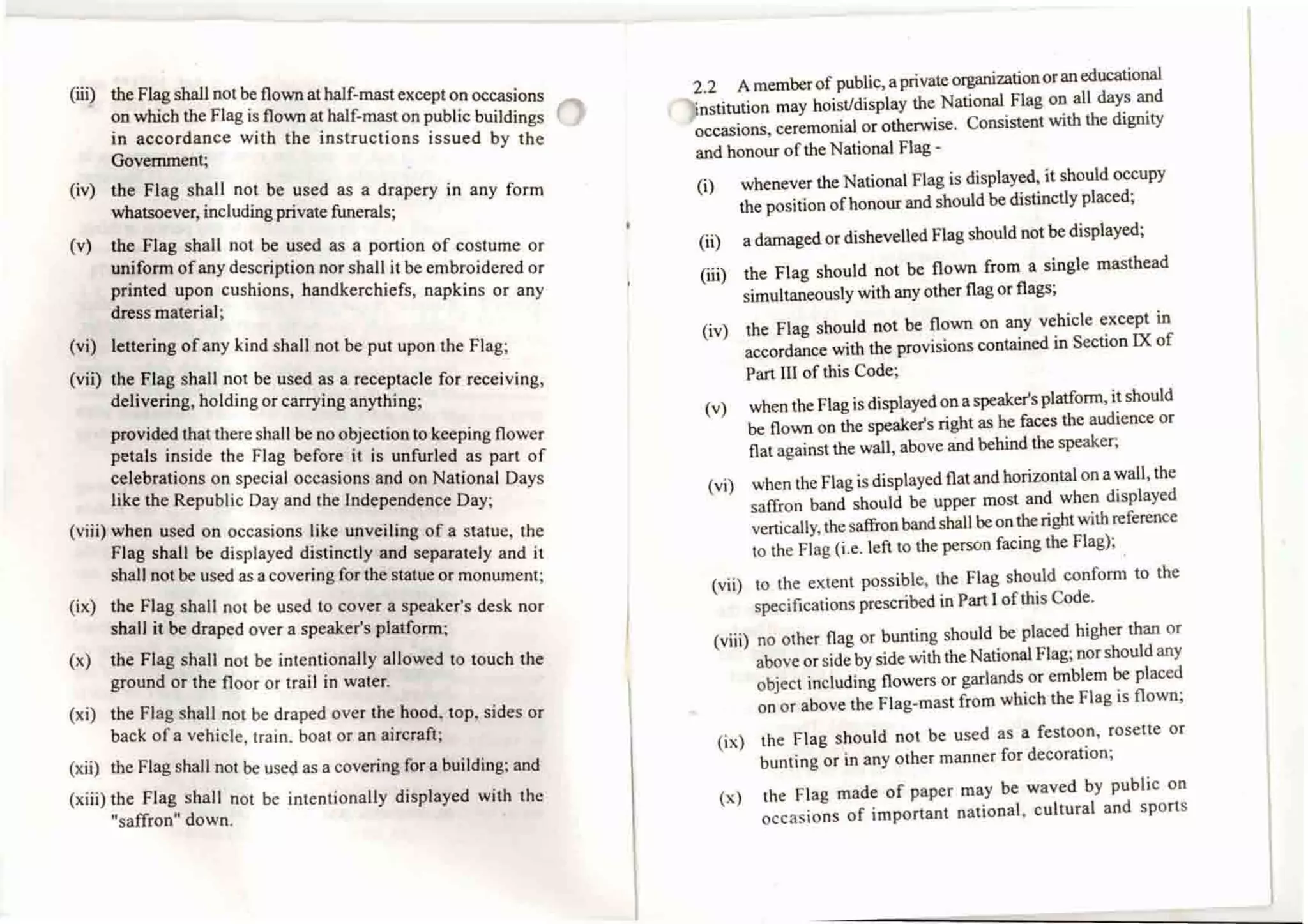 Flag Code of India, 2002 | PDF