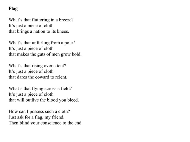 Flag by John Agard | PPT | Poetry | Books and Literature