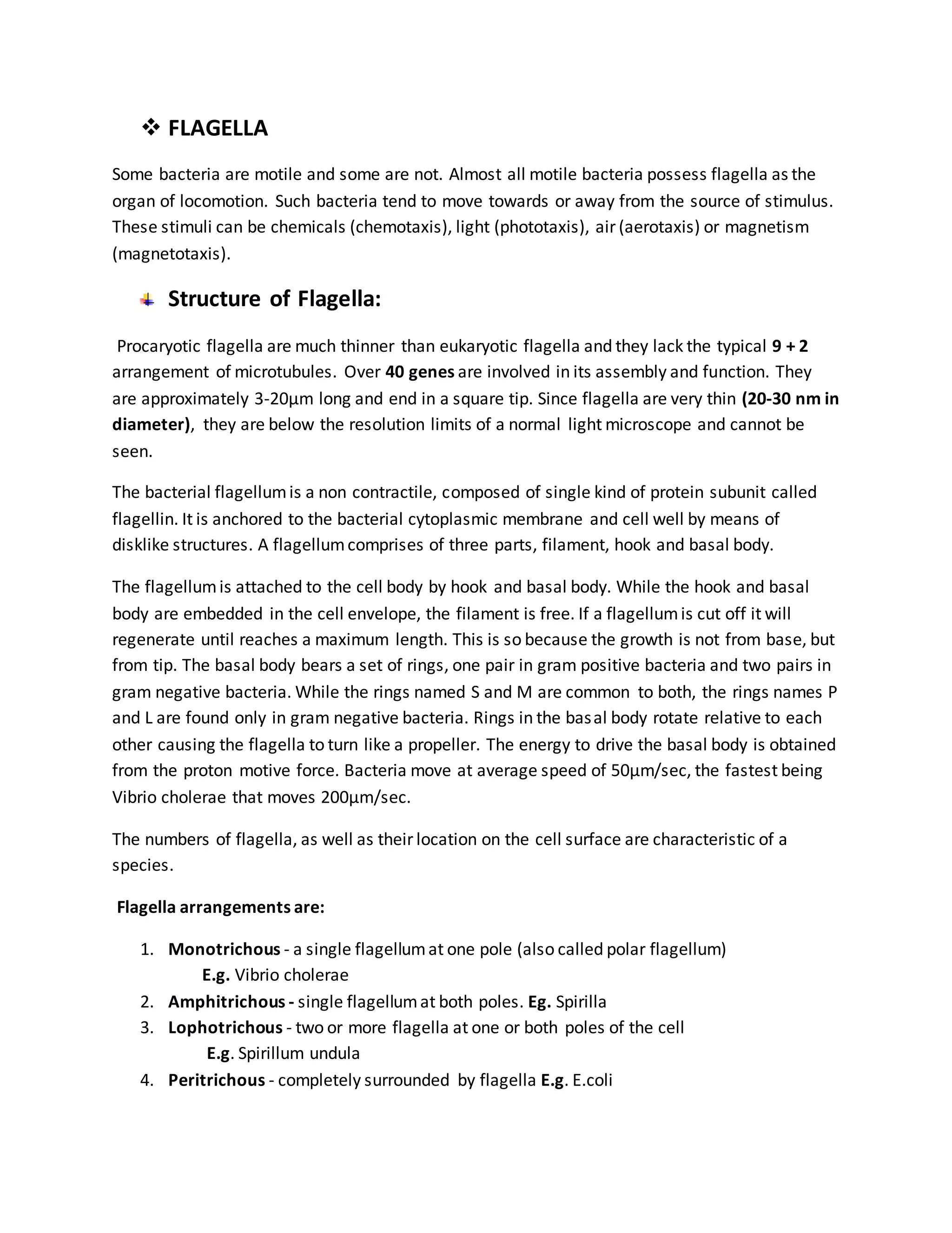 Flagella, pilli. capsule and their function | DOCX