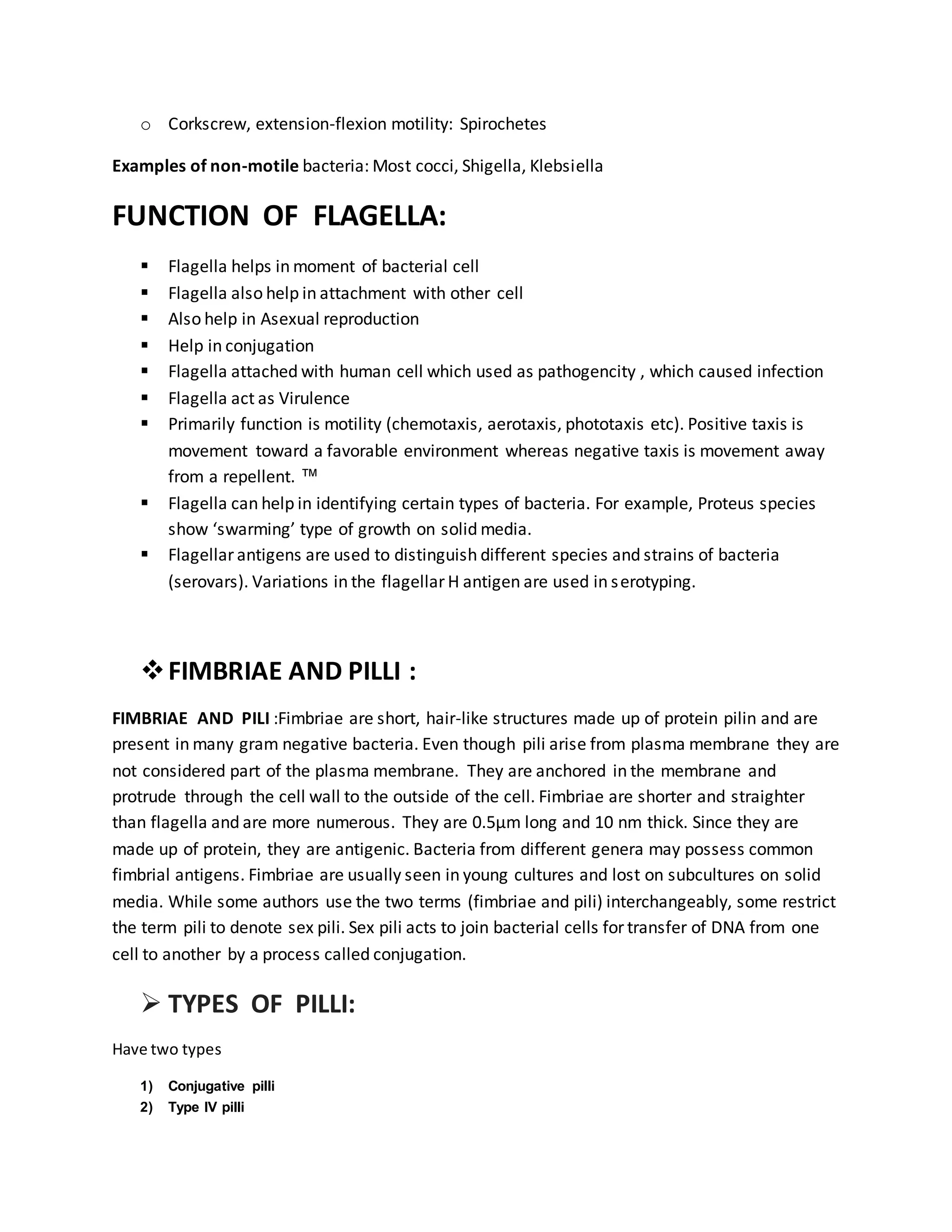 Flagella, pilli. capsule and their function | DOCX