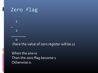 Flag registers (assembly language) with types and examples | PPT