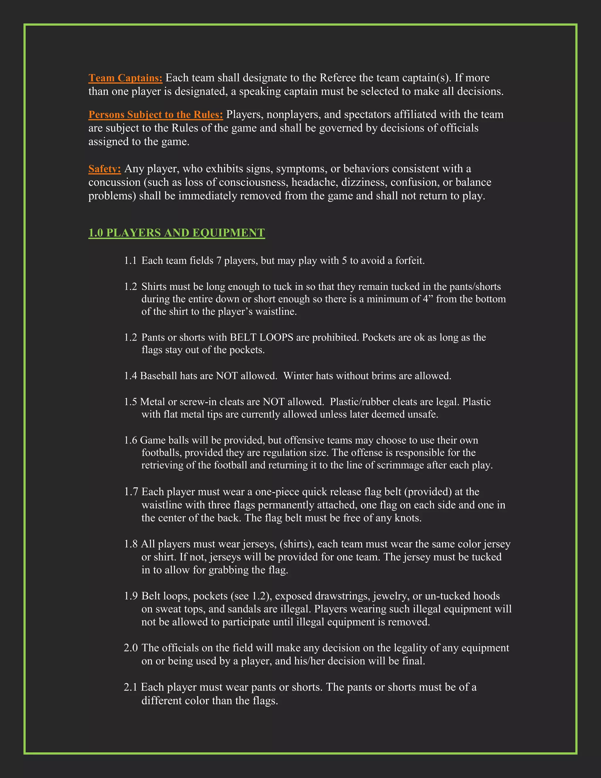 Flag football rules | PDF